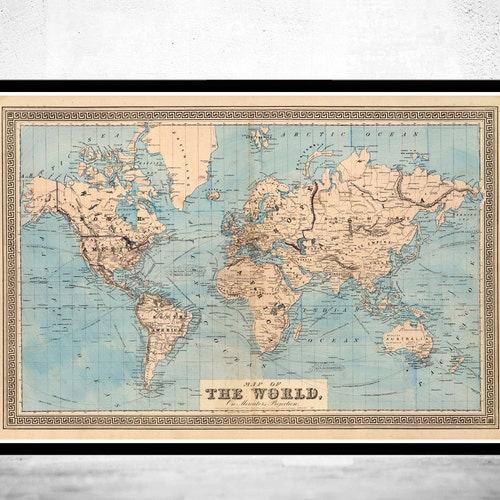 Vintage World Map 1876 Mercator Projection Vintage Map - Etsy