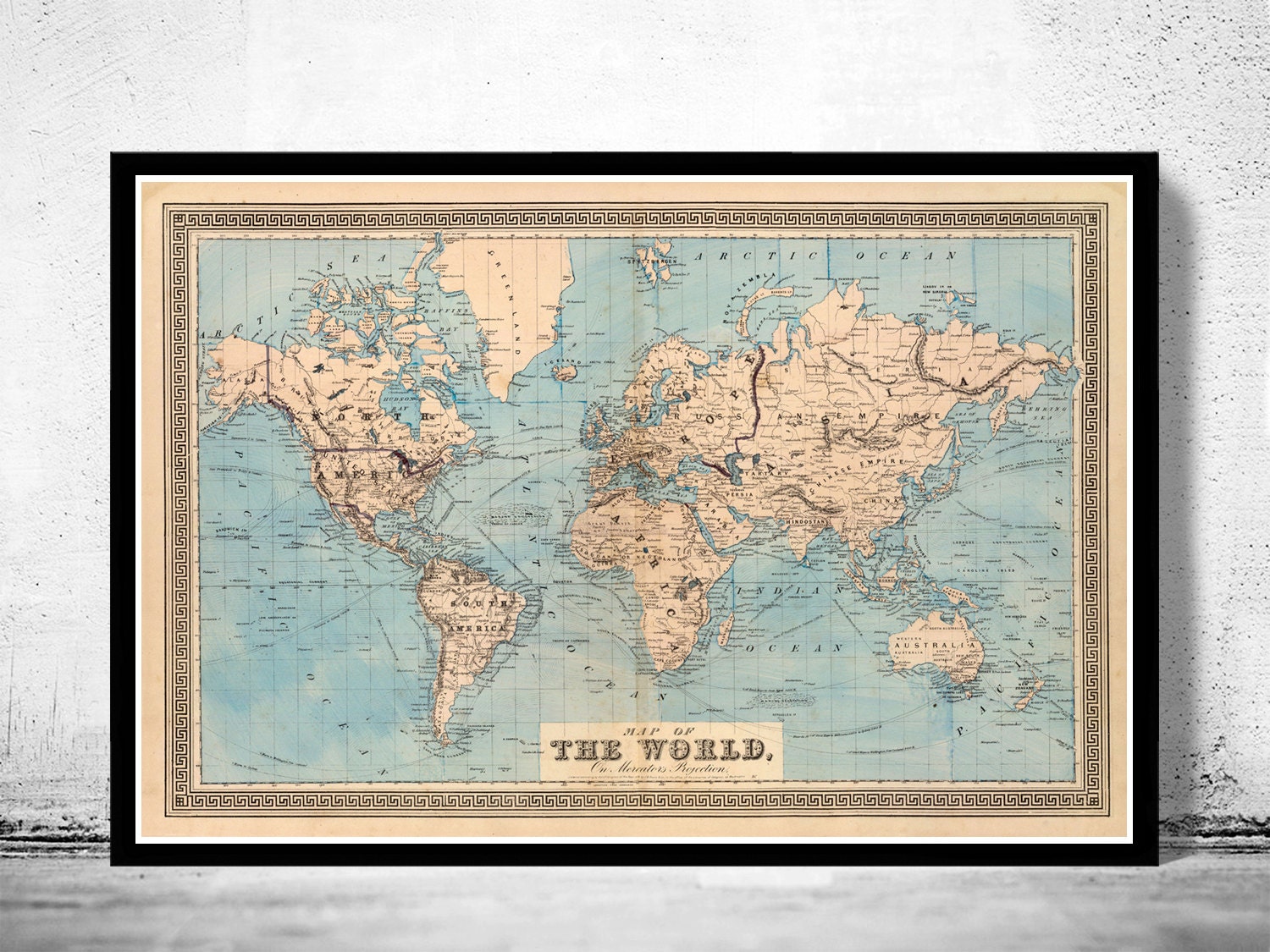 Vintage World Map 1876 Mercator Projection Vintage Map - Etsy