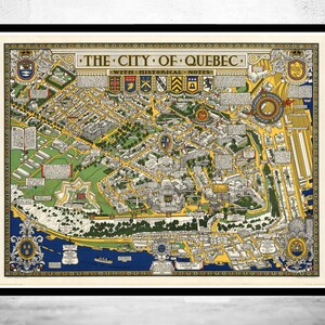 Old Map of Quebec City Canada 1932 Vintage Map | Vintage Poster Wall ...