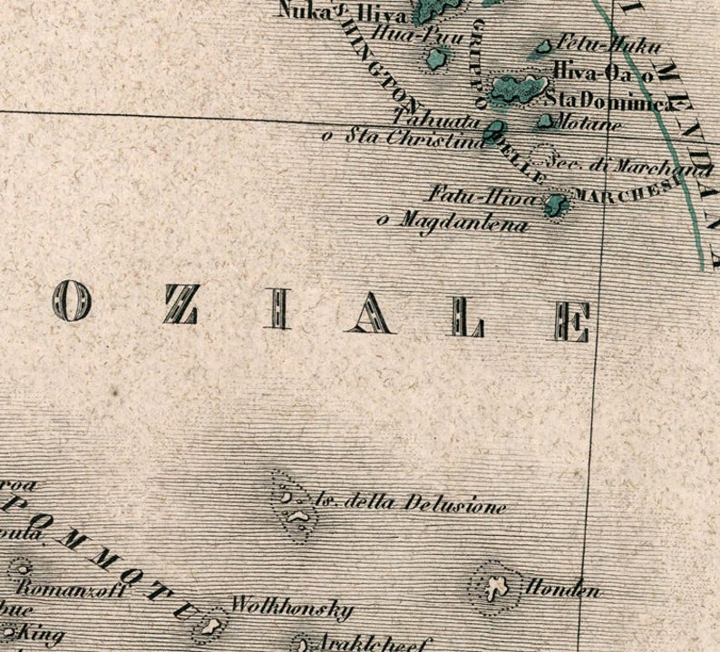 Old French Polynesia Map Antique 1858 Vintage Poster Wall - Etsy