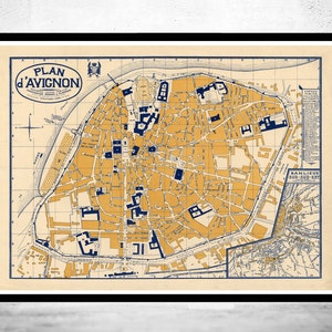 Old Map of Avignon France 1931 Vintage Poster Wall Art Print Wall Map ...