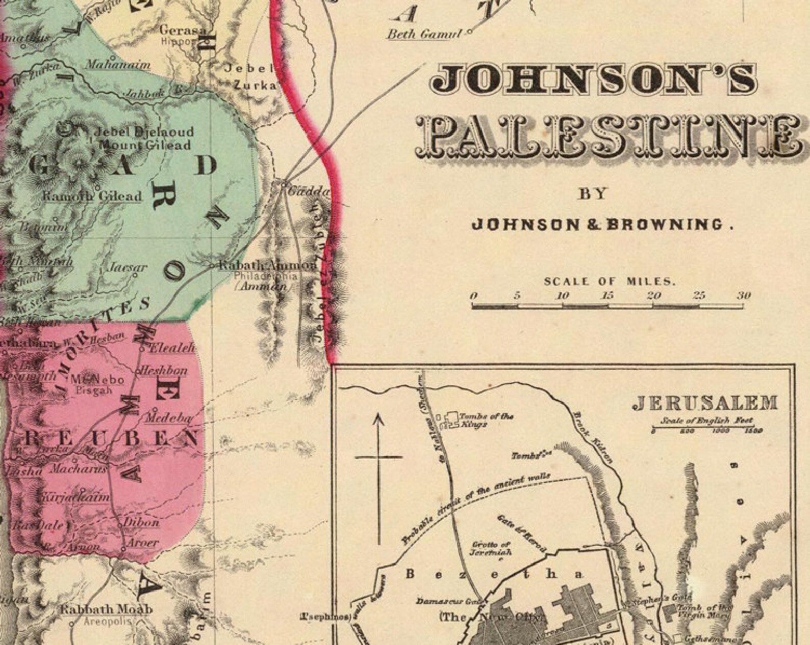 Old Map of Palestine Jesus 1860 Middle East Religious Map - Etsy