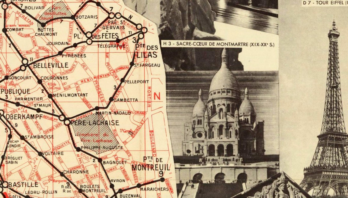 Old Map of Paris Guide 1937 Vintage Map Vintage Poster Wall | Etsy