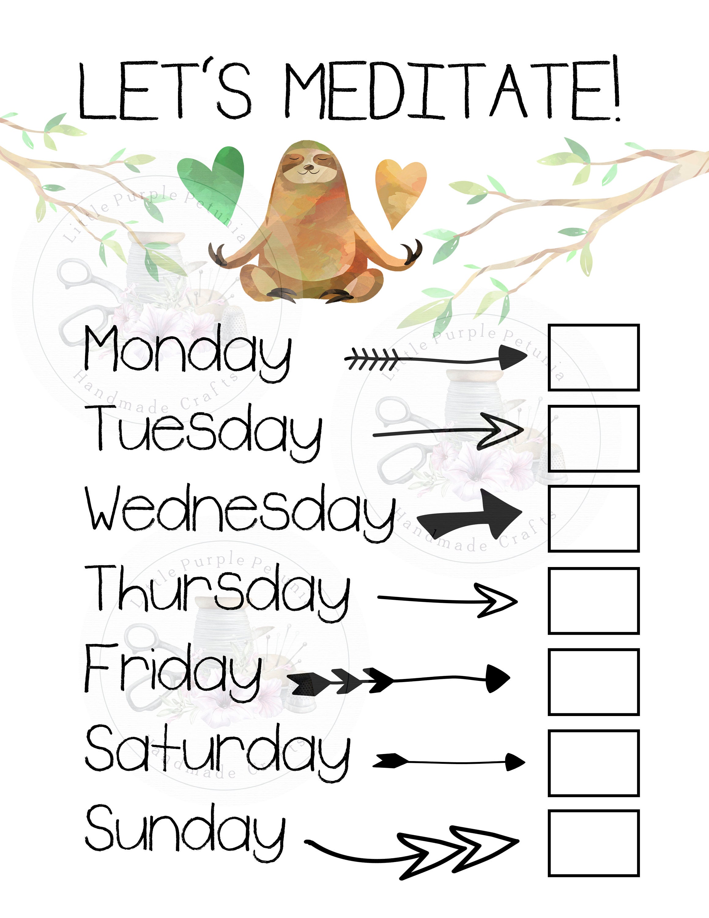 Printable Weekly Meditation Chart for Kids - Etsy