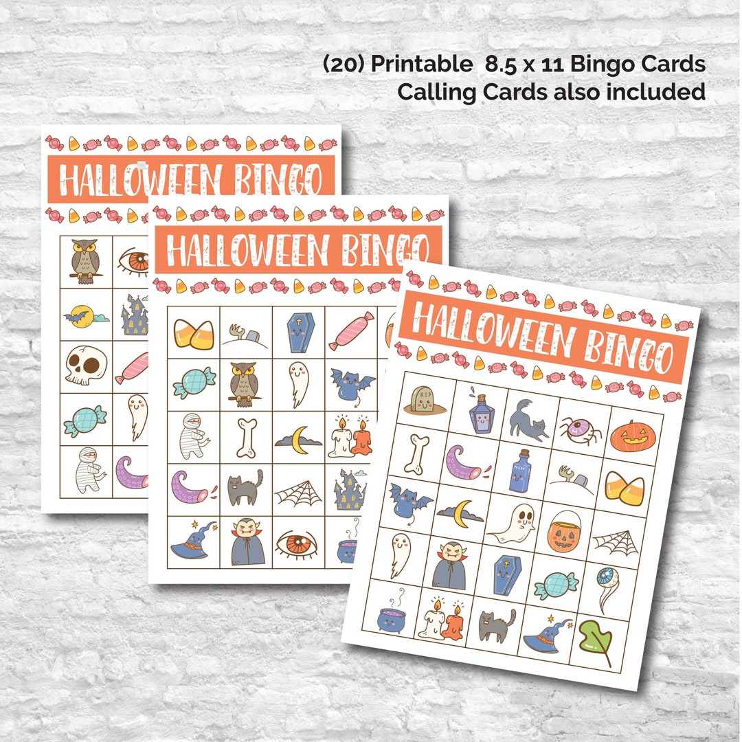 Printable Halloween Bingo Game, Party, Classroom, 20 Different Cards - Etsy