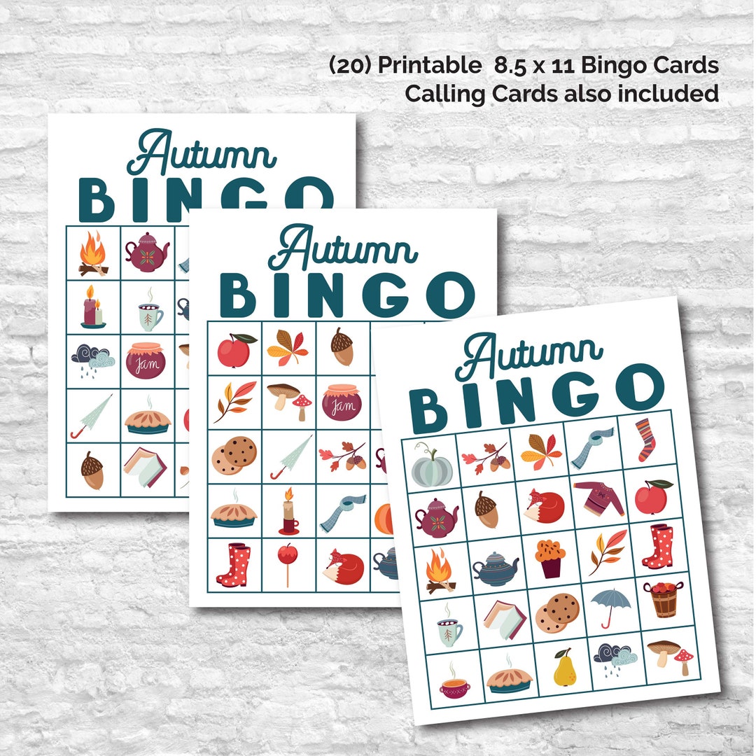 Printable Autumn Bingo Game, Party, Classroom, 20 Different Cards - Etsy