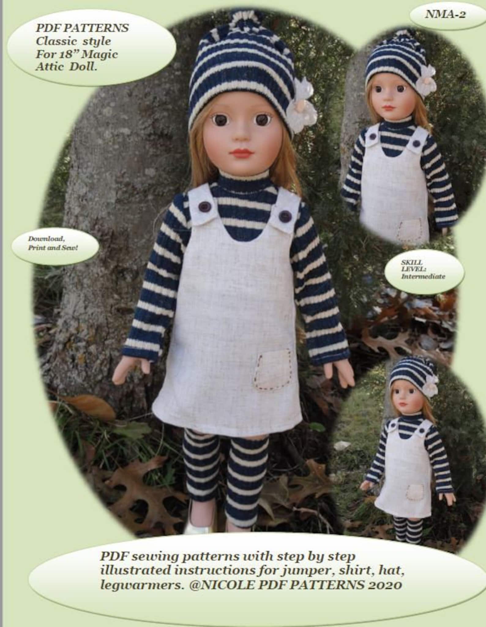 Doll Clothes PDF Pattern for 18'' Magic Attic Doll by NICOLE - Etsy