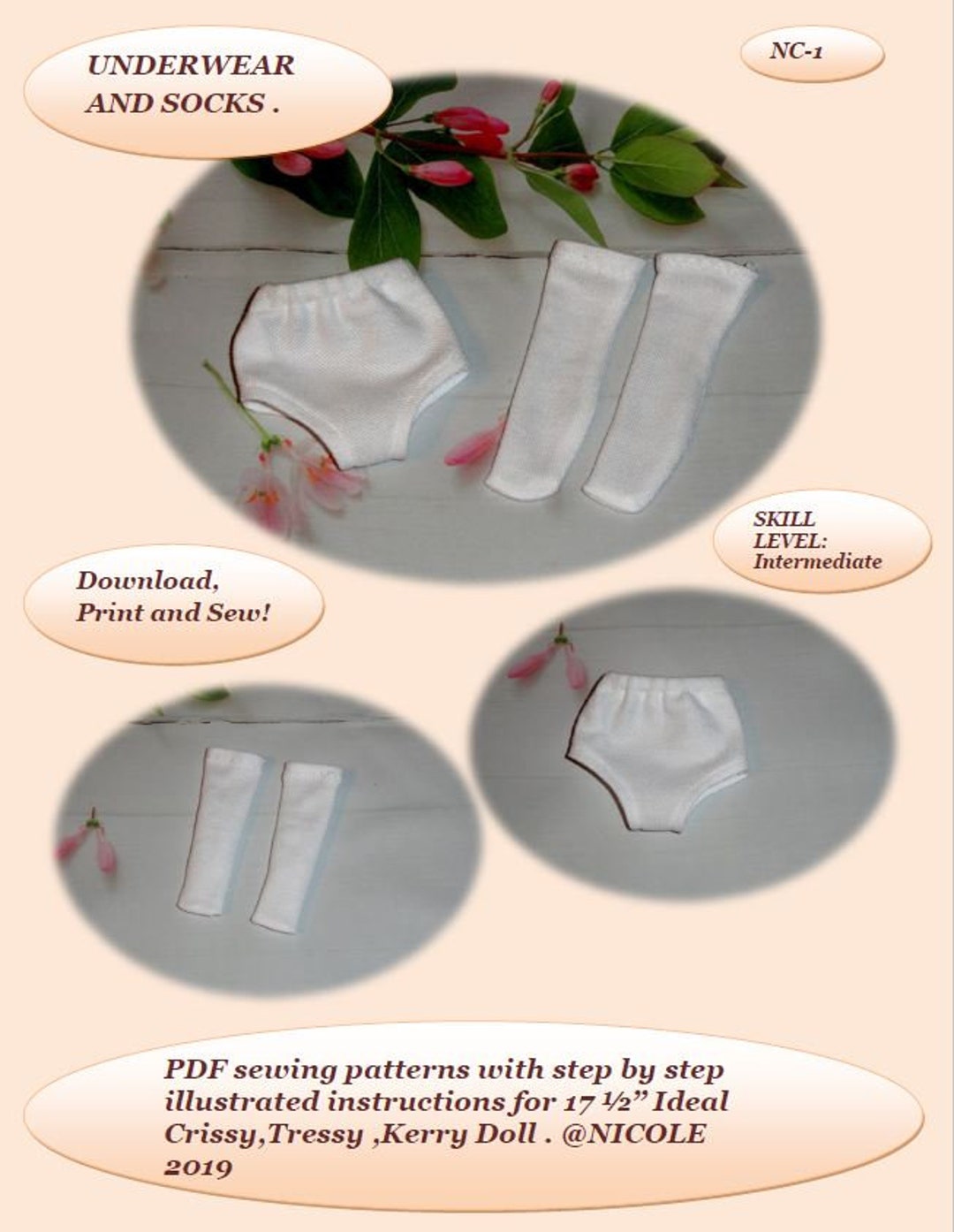 Doll Underwear & Socks Sewing Pattern for 17.5" Crissy/tressy Dolls ...