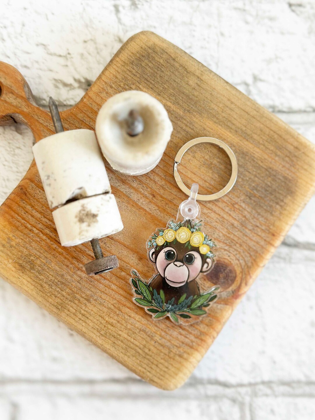 Monkey Keychain - Etsy