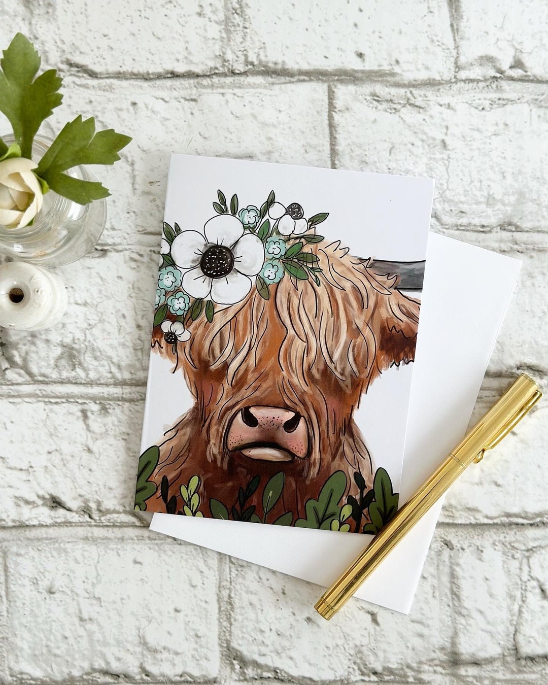 Highland Cow - Blank Greeting Card - Etsy
