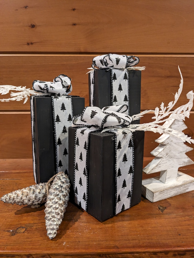 Rustic Farmhouse Style Wood Presents| Christmas Decorations| 4x4 Wood ...