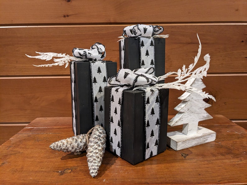 Rustic Farmhouse Style Wood Presents| Christmas Decorations| 4x4 Wood ...