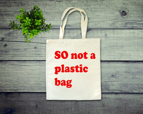 Not a Plastic Bag Reusable Canvas Tote Bag Reusable Grocery - Etsy