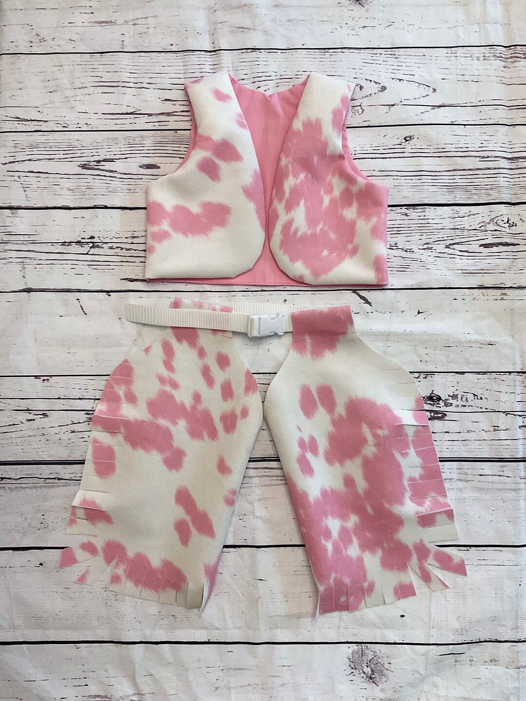 Infant Pink Cow Print Cowboy Costume: Faux Fur Chaps & Vest - Etsy