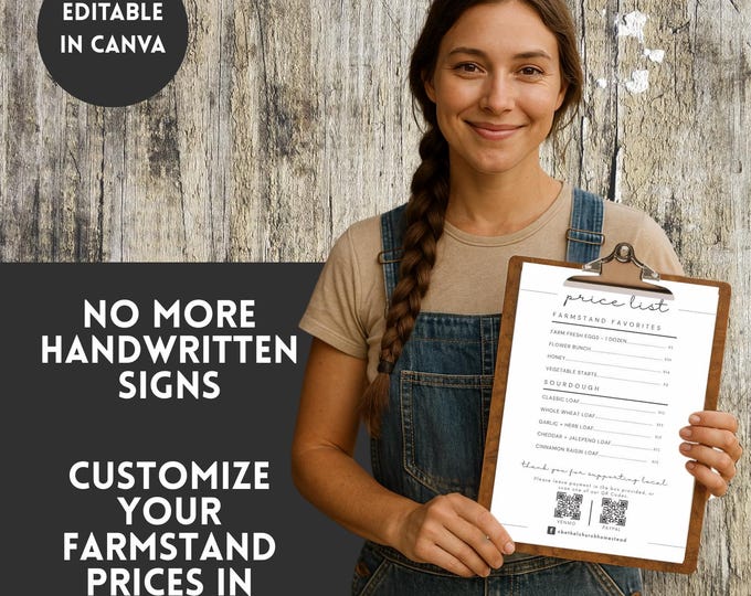 Editable Farmstand Price List Template: Printable Vendor Sign (canva ...