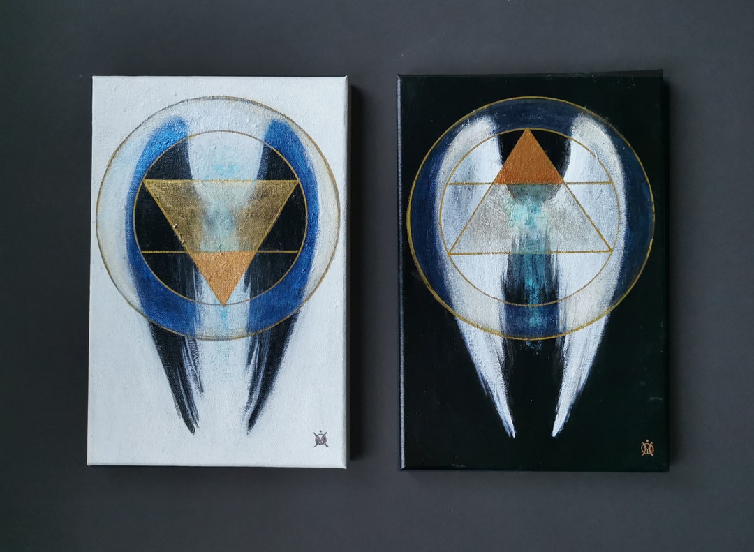 Duality -angel Wings Acrylic Painting on Canvas Original Diptych - Etsy