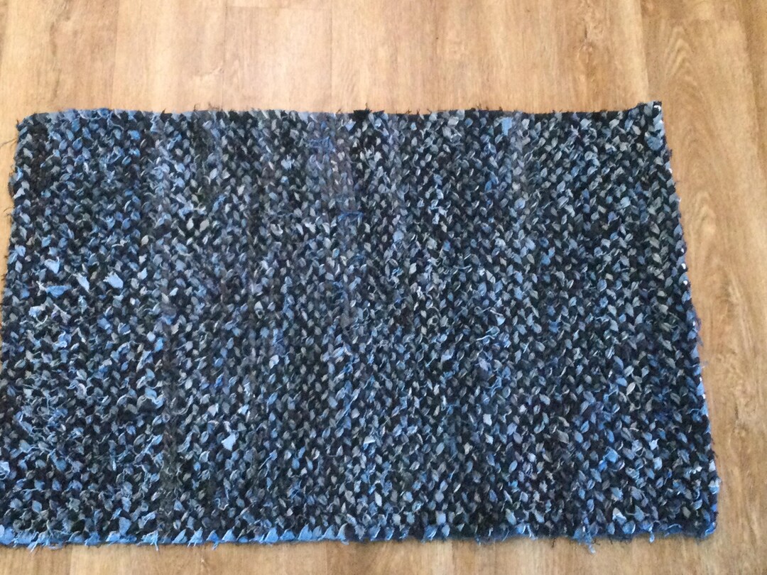 Recycled Blue Jean Rag Rug - Twinned Rag Rug - Kitchen Rug, Accent Rug ...