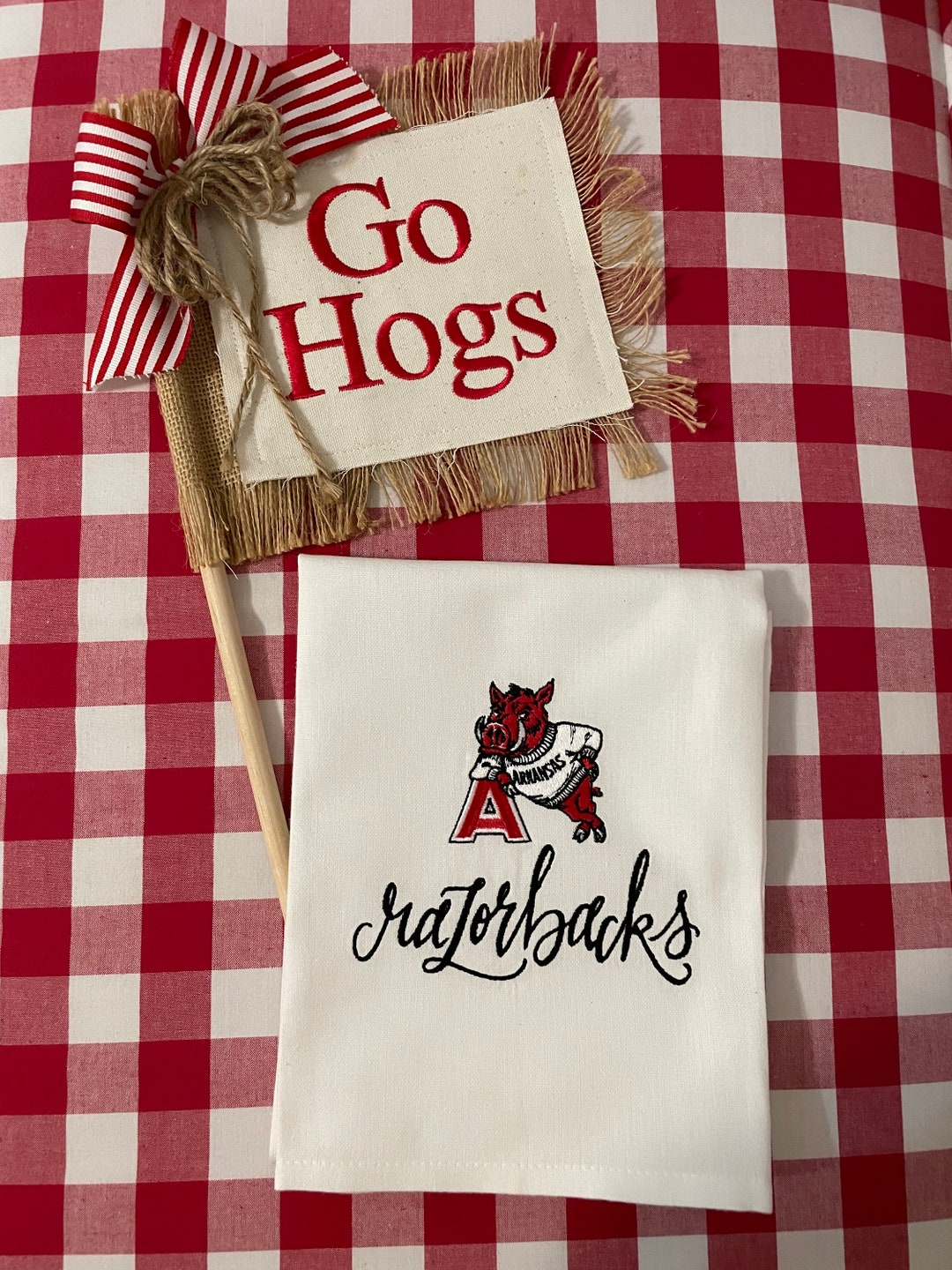 Razorback Vintage Hog Design Embroidered on Tea Towel - Etsy