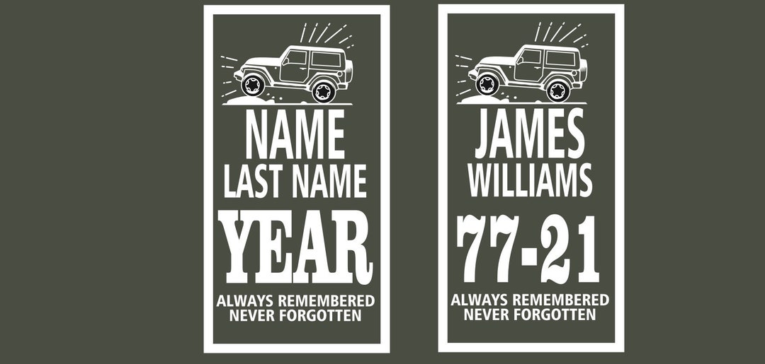 In Loving Memory Car Decal JEEP, Custom Memory Auto Decal JEEP Jeep ...