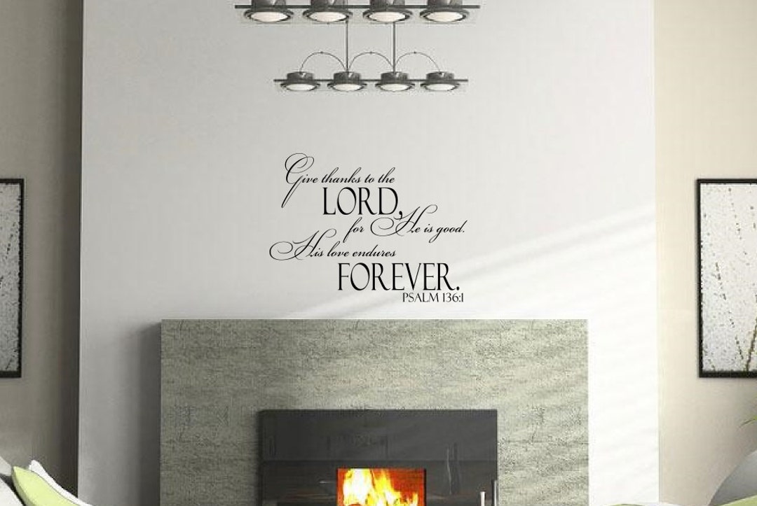 Psalm 136:1 Wall Decal, Home Decor, Bedroom Decal, Bedroom Decor ...