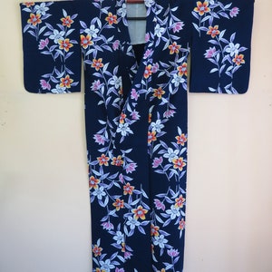 YUKATA / Kimono / Vintage Japanese Cotton Kimono / Indigo / Lovely ...