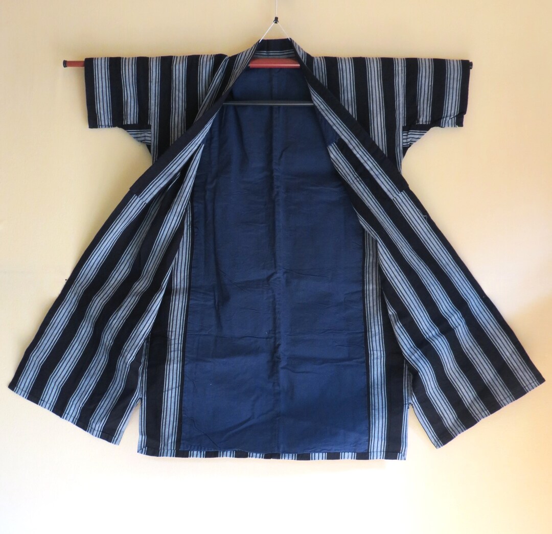 Boro Shima Jacket, Cotton Japanese Vintage Haori, Kimono Jacket ...