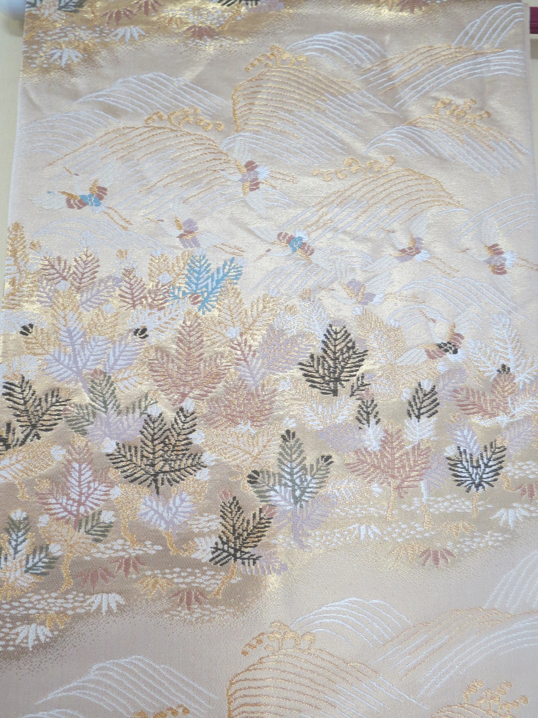 Obi TABLE RUNNER, Vintage Japanese Silk Obi, Tsunami Waves, Colorful ...