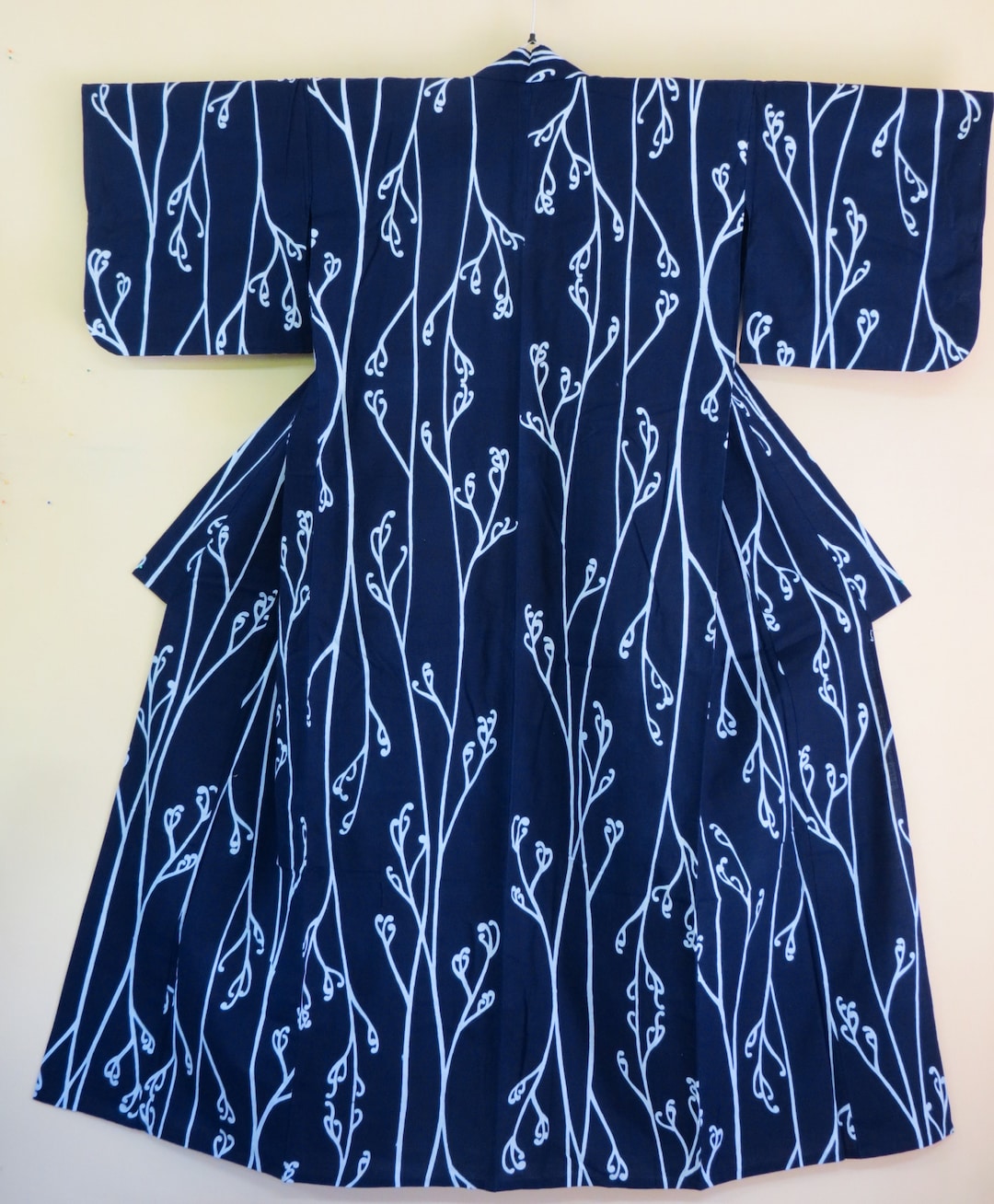 YUKATA / Kimono / Vintage Japanese Cotton Kimono / Indigo / Abstract ...