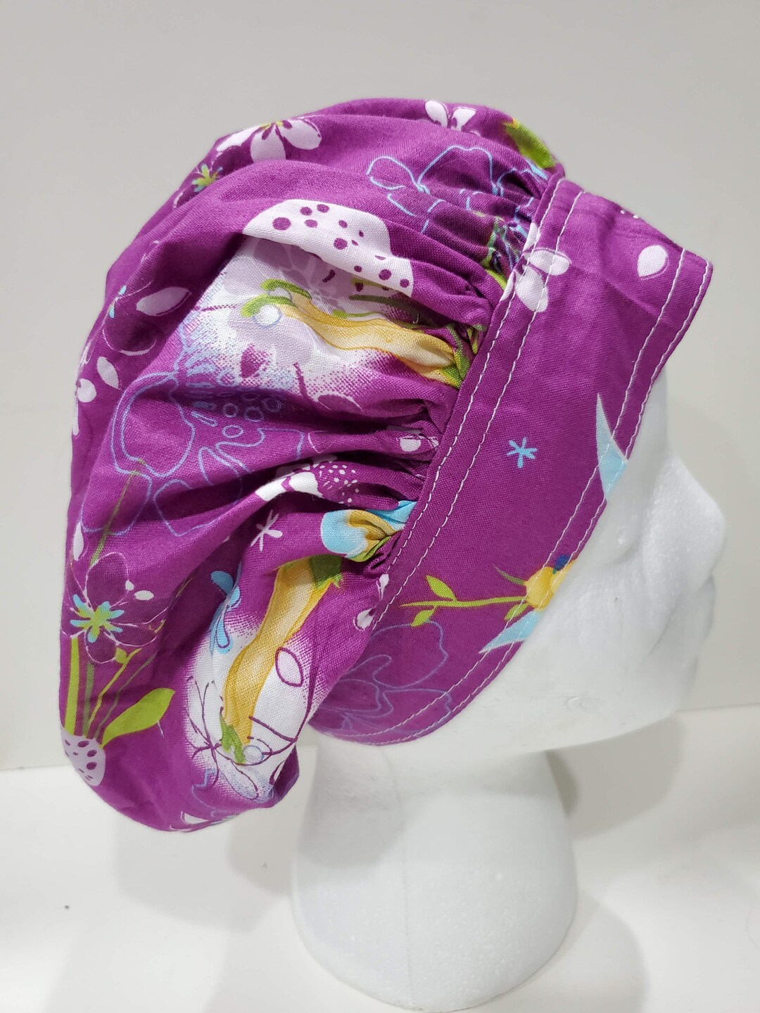 Purple Disney Tinkerbell Fairy Scrub Hat, Surgical Hat, Scrub Cap ...