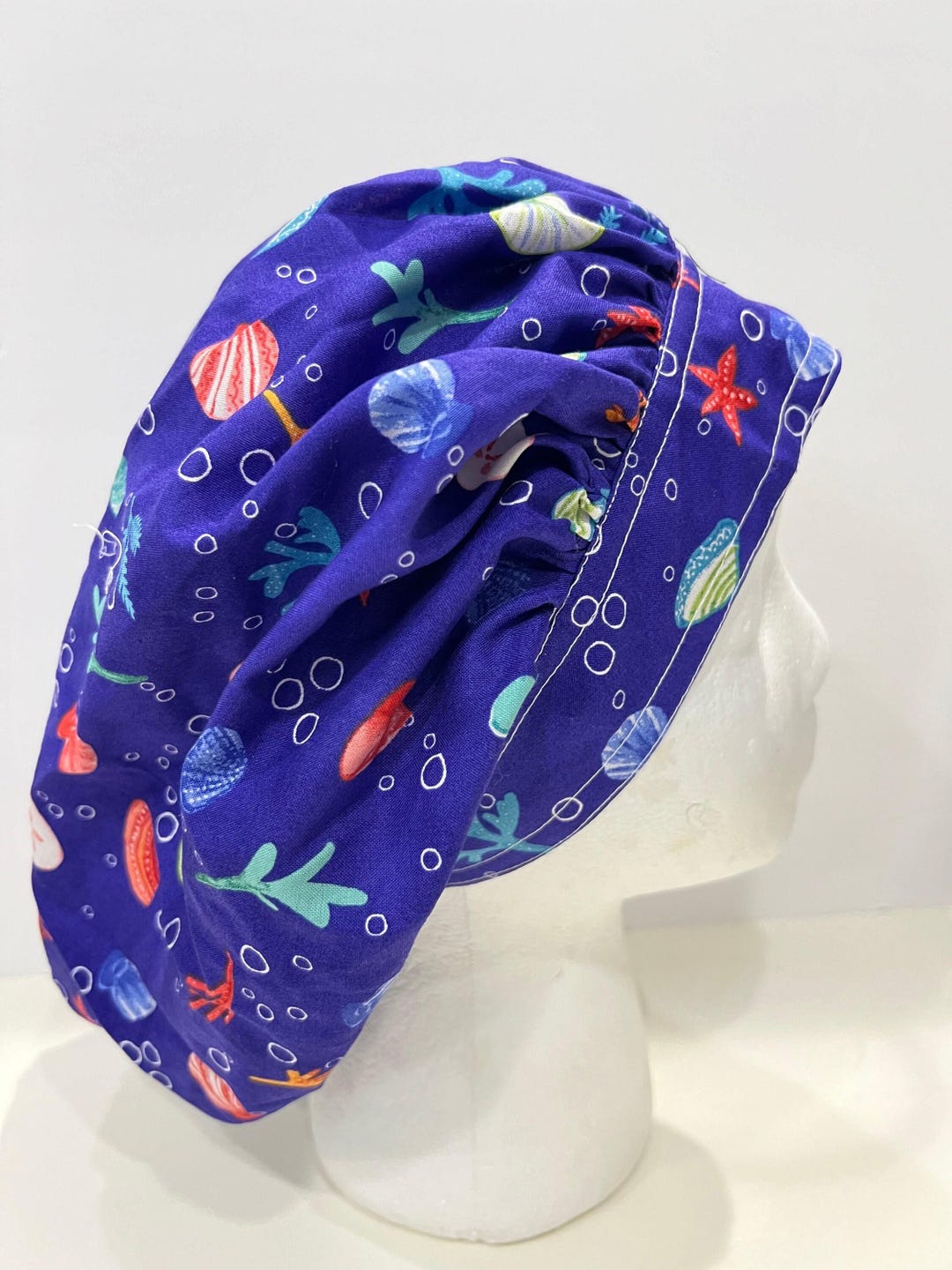 Women’s Scrub Cap With Seashells – Ocean-themed Surgical Hat – Nurse ...