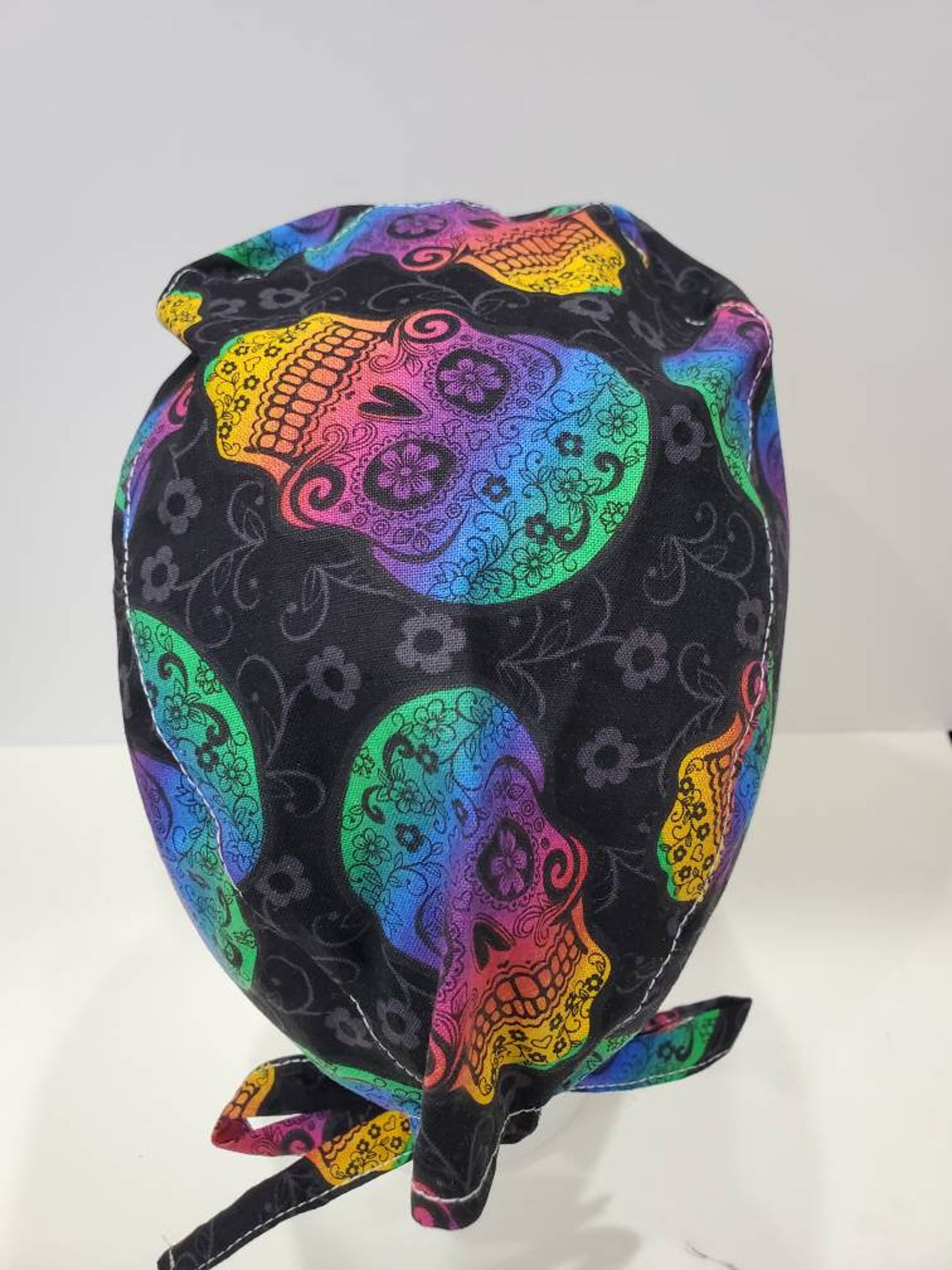 Men's Rainbow Sugar Skull Scrub Cap, Adjustable Surgical Hat - Etsy