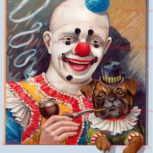 Circus CLOWN With PUG Dog Clipart/digital Images - Instant Download 1 ...