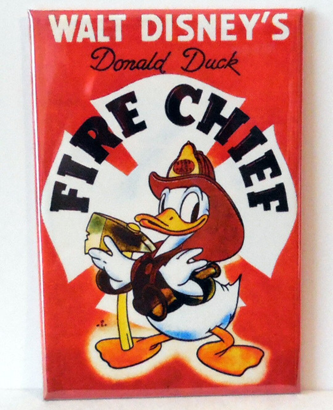 Donald Duck Fire Chief 2" X 3" Fridge MAGNET Art Vintage - Etsy