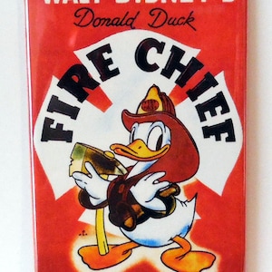 Donald Duck Fire Chief 2" X 3" Fridge MAGNET Art Vintage - Etsy