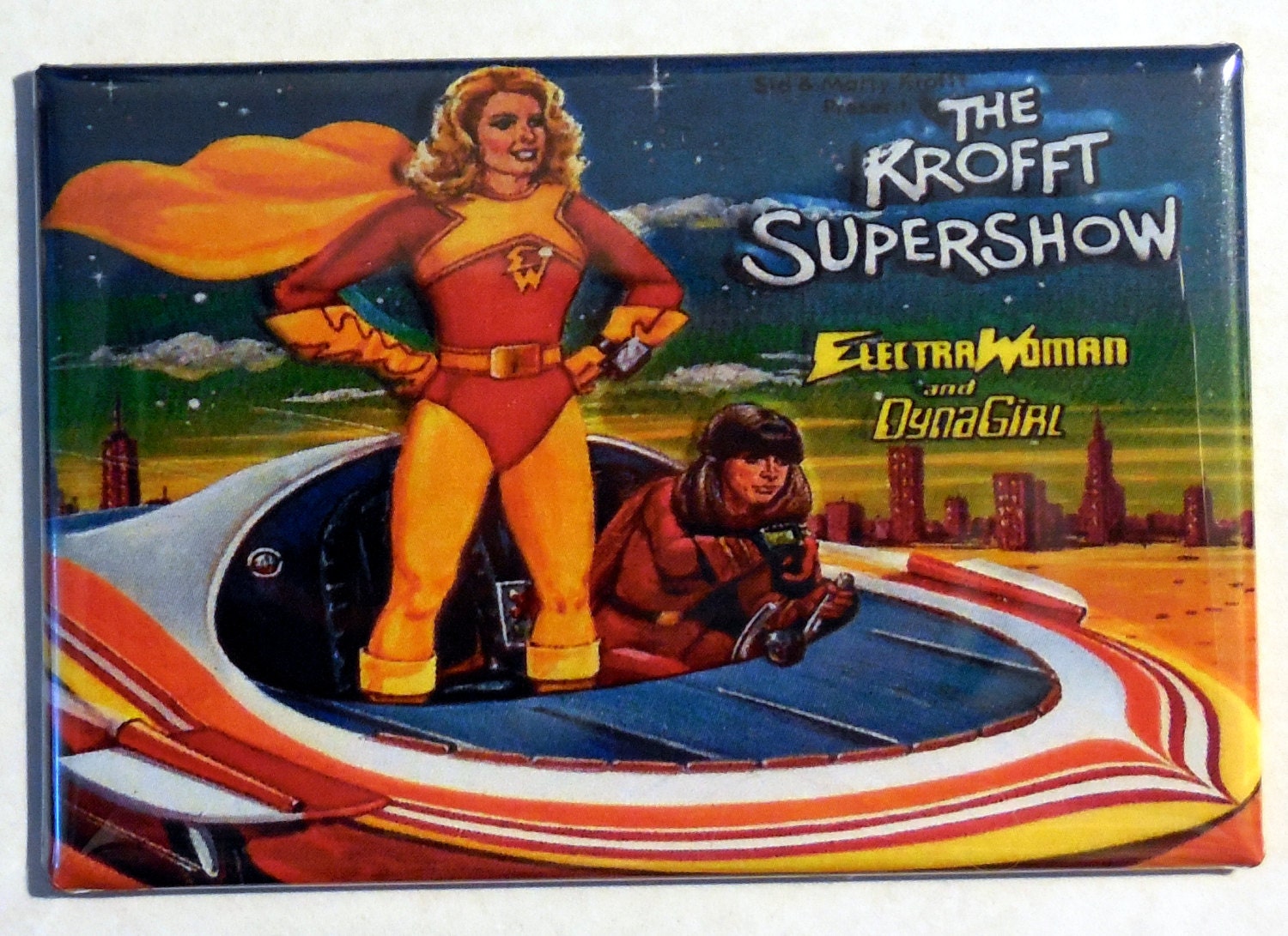 ELECTRA Woman & DYNA Girl Metal Lunchbox 2" X 3" Fridge Magnet Art ...