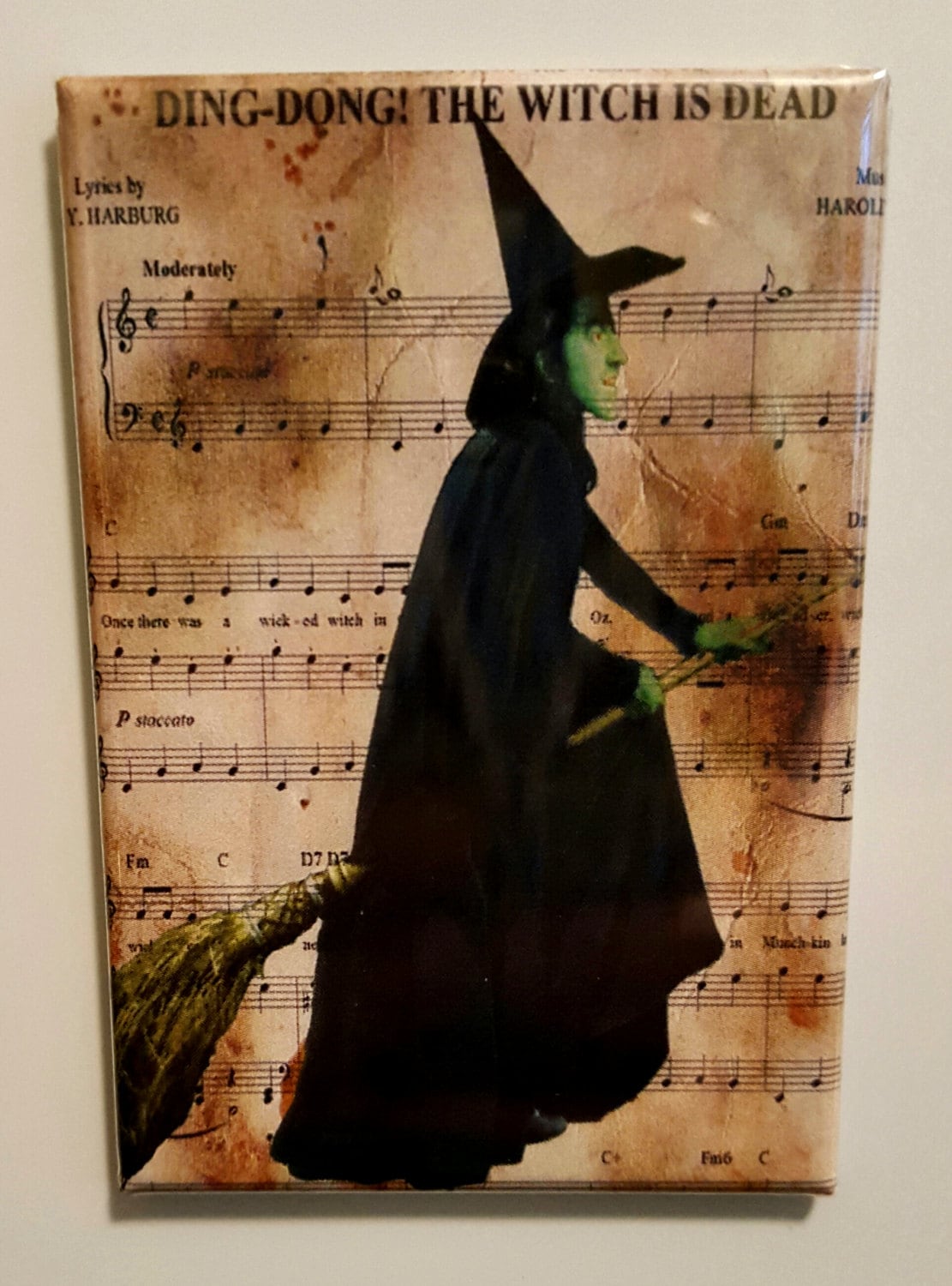 Wizard of Oz Wicked Witch of the West on Her Broom 2" X 3" Fridge ...