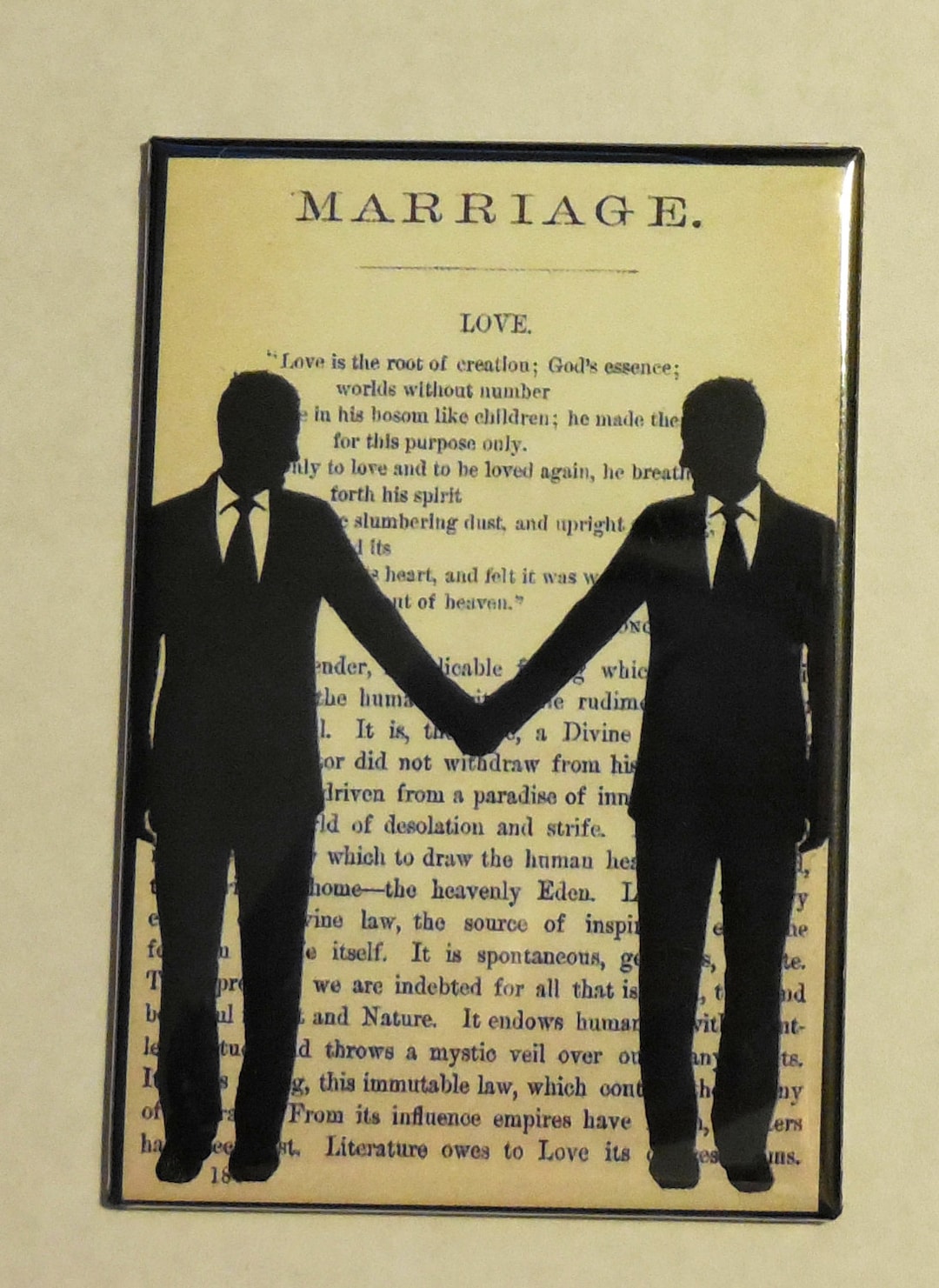 Vintage Gay Wedding Love Marriage Poem 2" X 3" Fridge MAGNET Art Groom ...