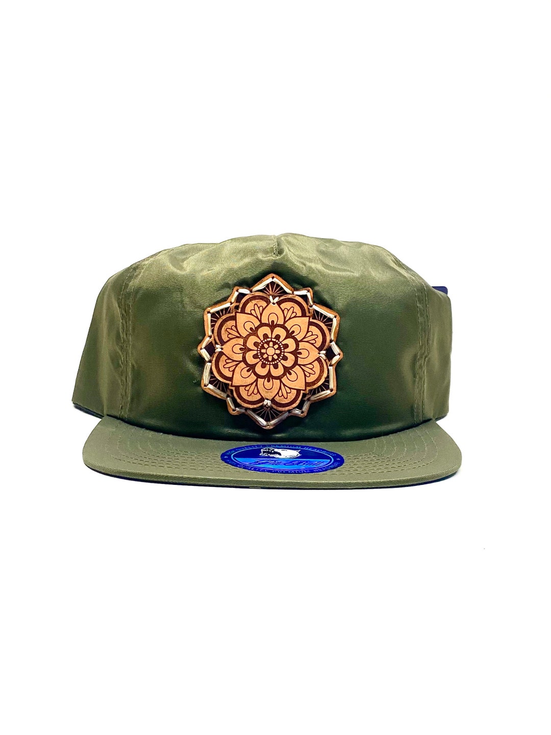 Olive Nylon Snapback With Burned Leather - Etsy