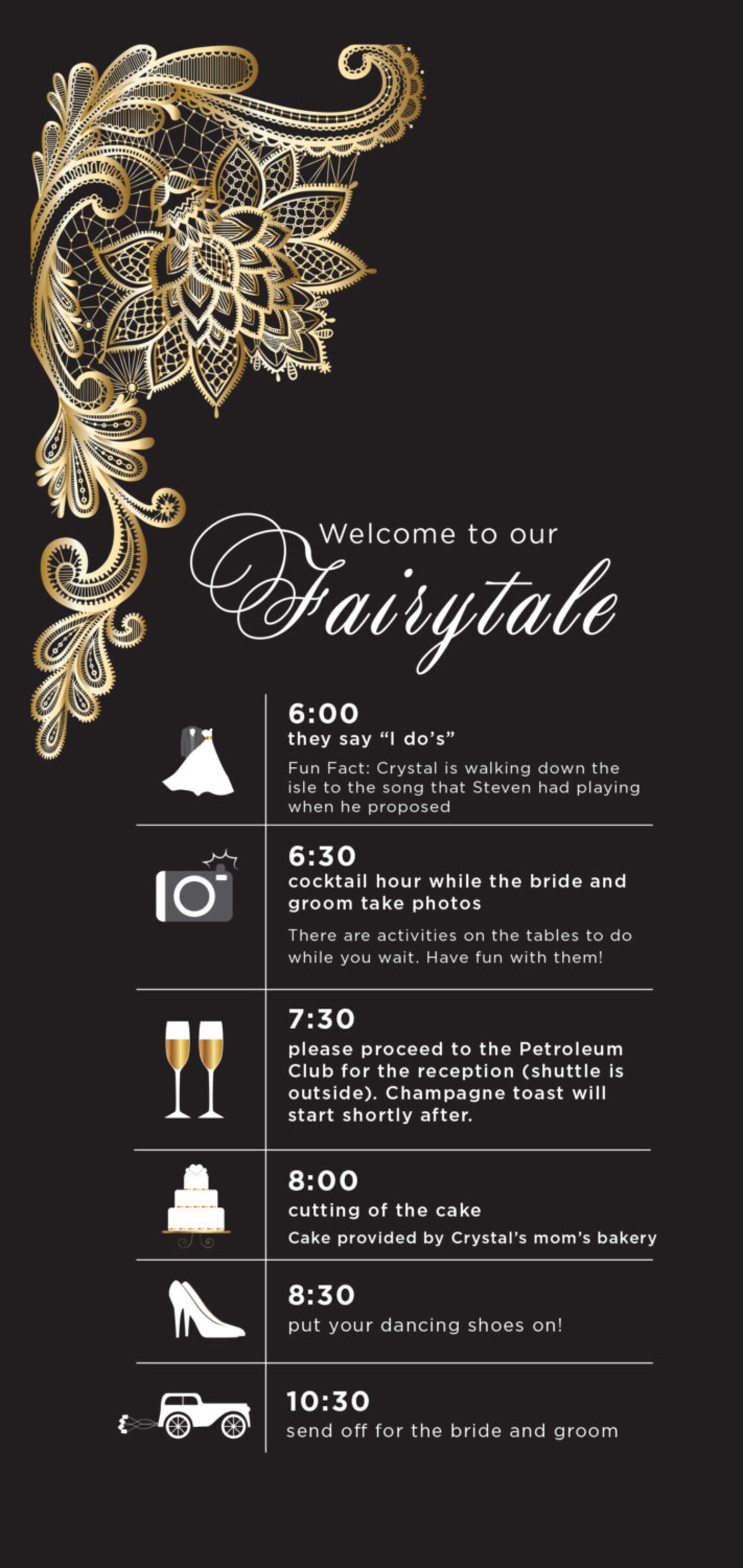 Gold and Black Wedding Program - Etsy