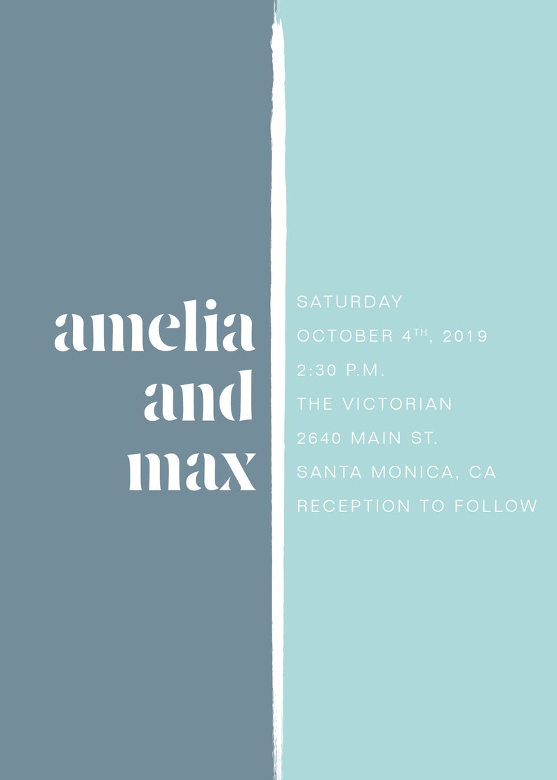 Wedding Invitation Colorblock Wedding Invite Brushstroke - Etsy