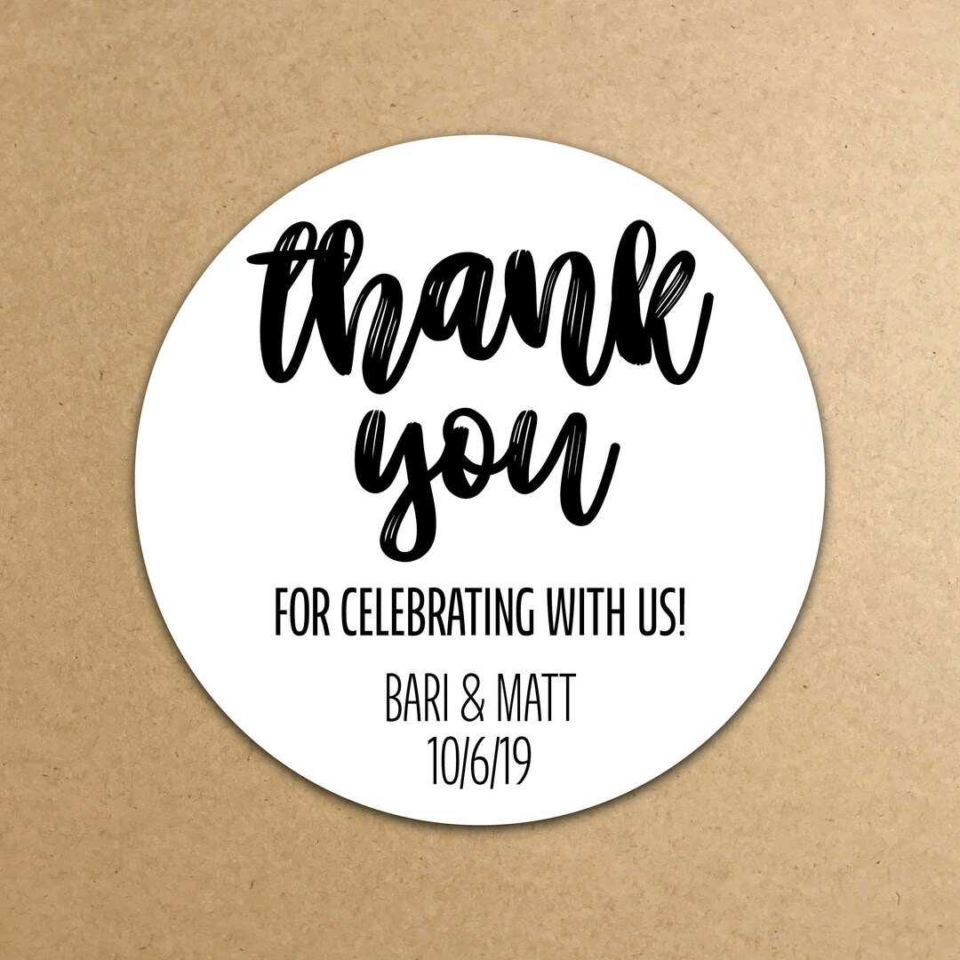 Wedding Thank You Stickers - Wedding Favor Stickers - Bridal Shower ...