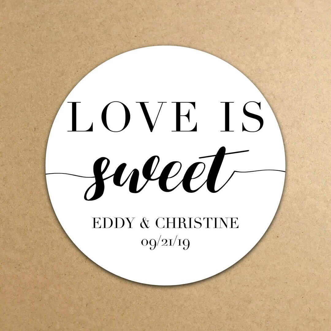 Love is Sweet Favor Stickers - Wedding Favor Stickers - Bridal Shower ...