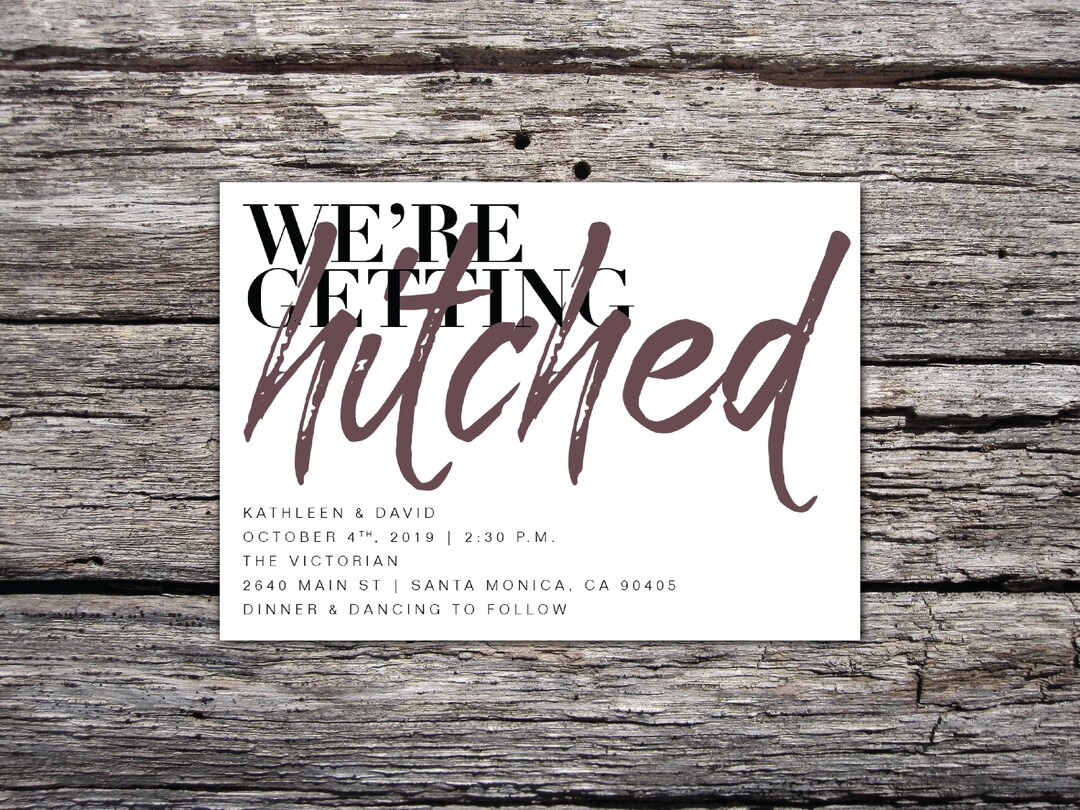 We're Getting Hitched Wedding Invitation - Fun Wedding Invite ...