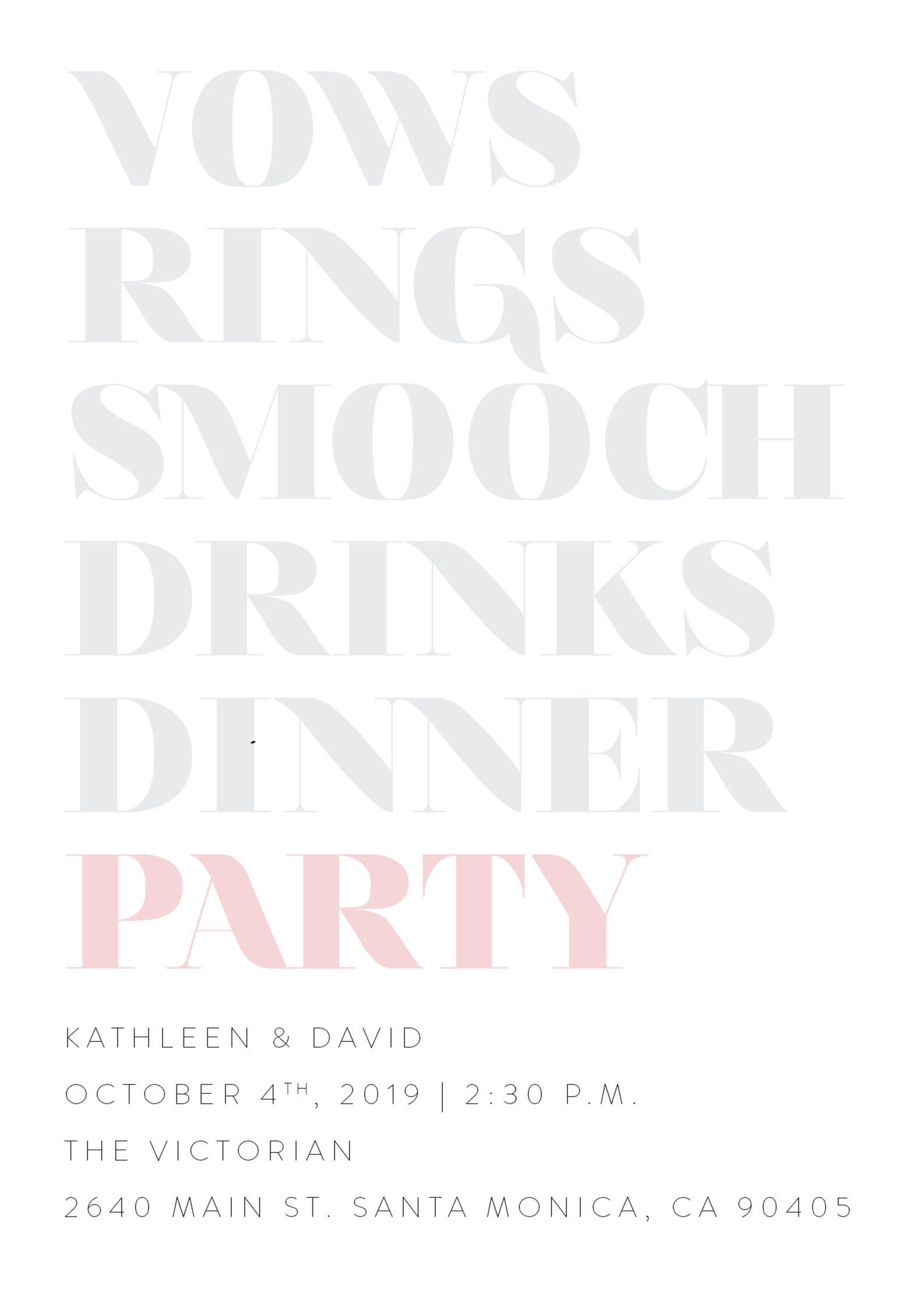 Vows Rings Smooch Drinks Dinner Party Wedding Invitation Fun | Etsy