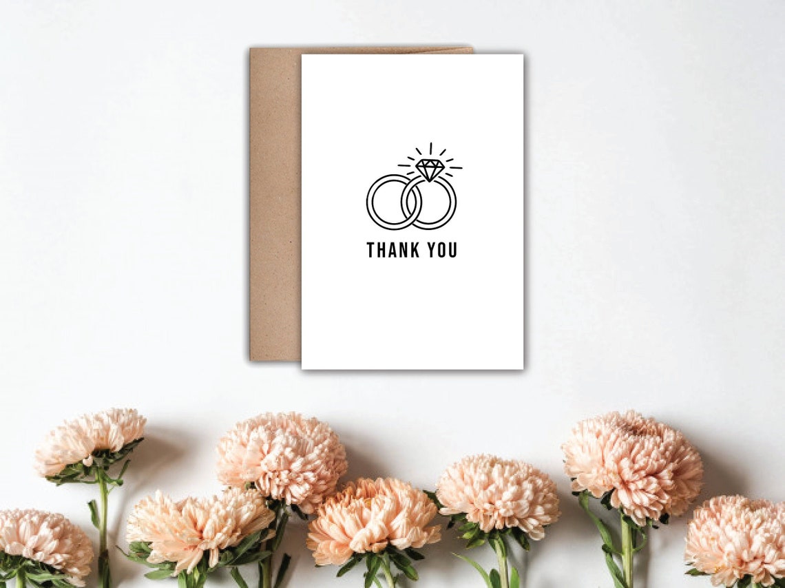 Wedding Thank You Card - Simple Wedding Thank You Card - Shower Thank ...