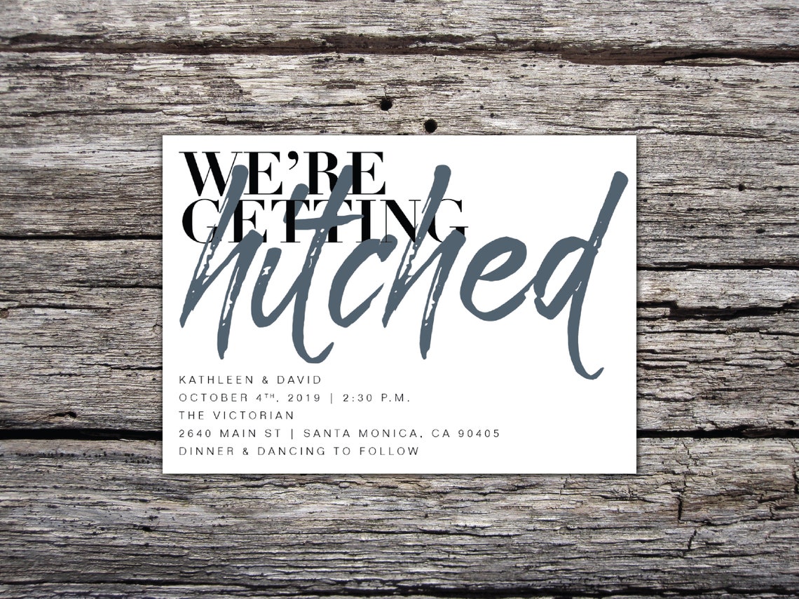 We're Getting Hitched Wedding Invitation Fun Wedding - Etsy