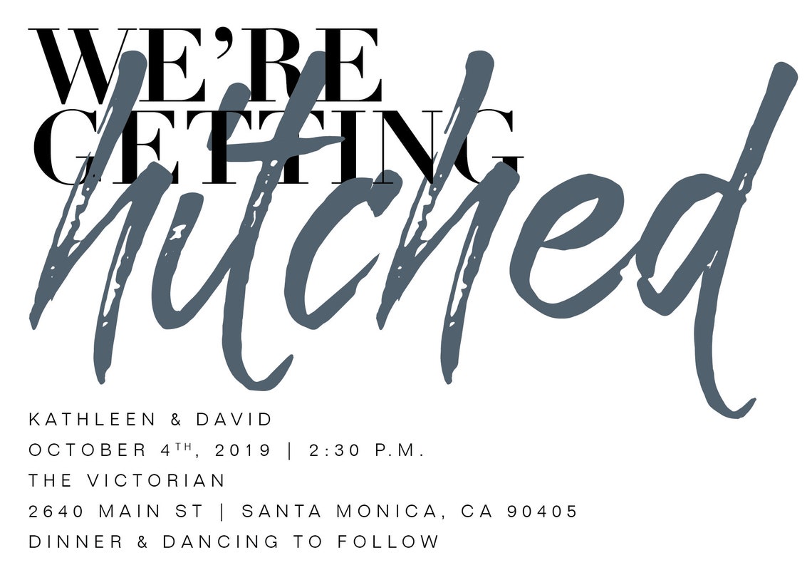 We're Getting Hitched Wedding Invitation - Fun Wedding Invite ...