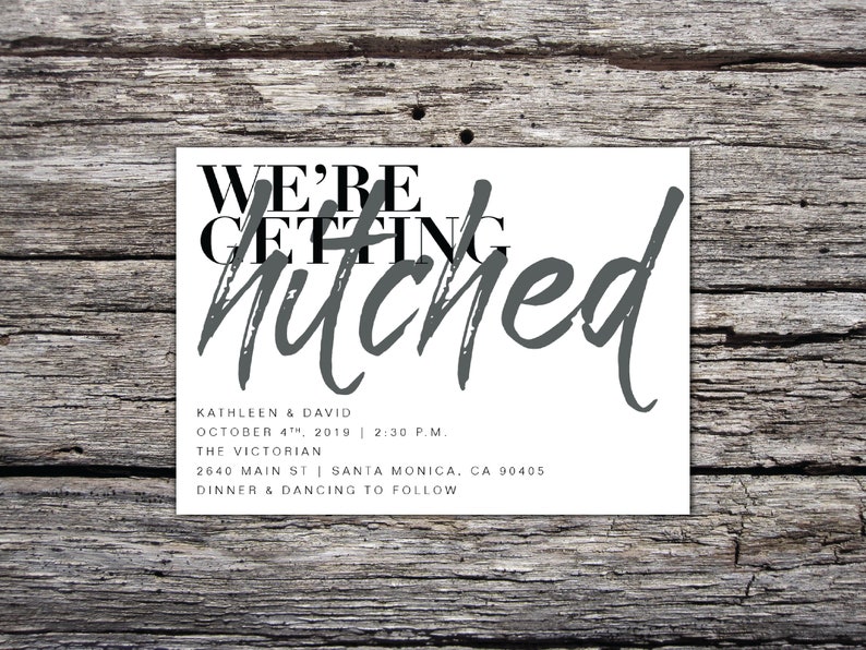 We're Getting Hitched Wedding Invitation - Fun Wedding Invite ...