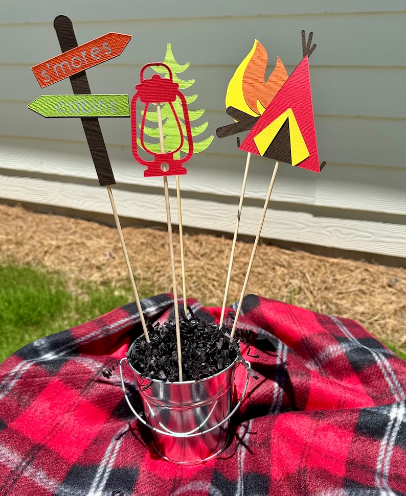 Happy Camper Camp Themed Birthday Party Centerpiece Picks/camping ...