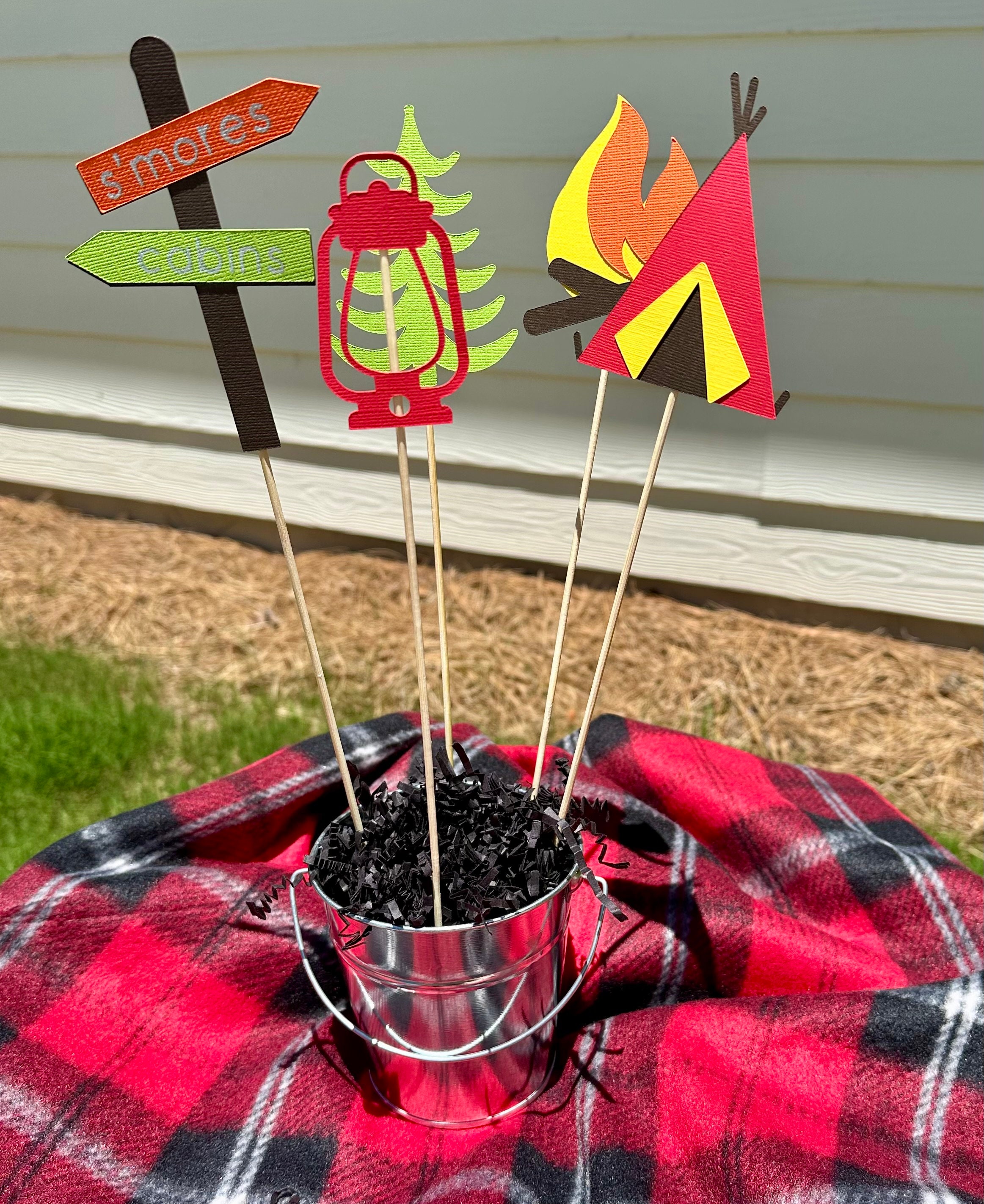 Happy Camper Camp Themed Birthday Party Centerpiece Picks/camping ...